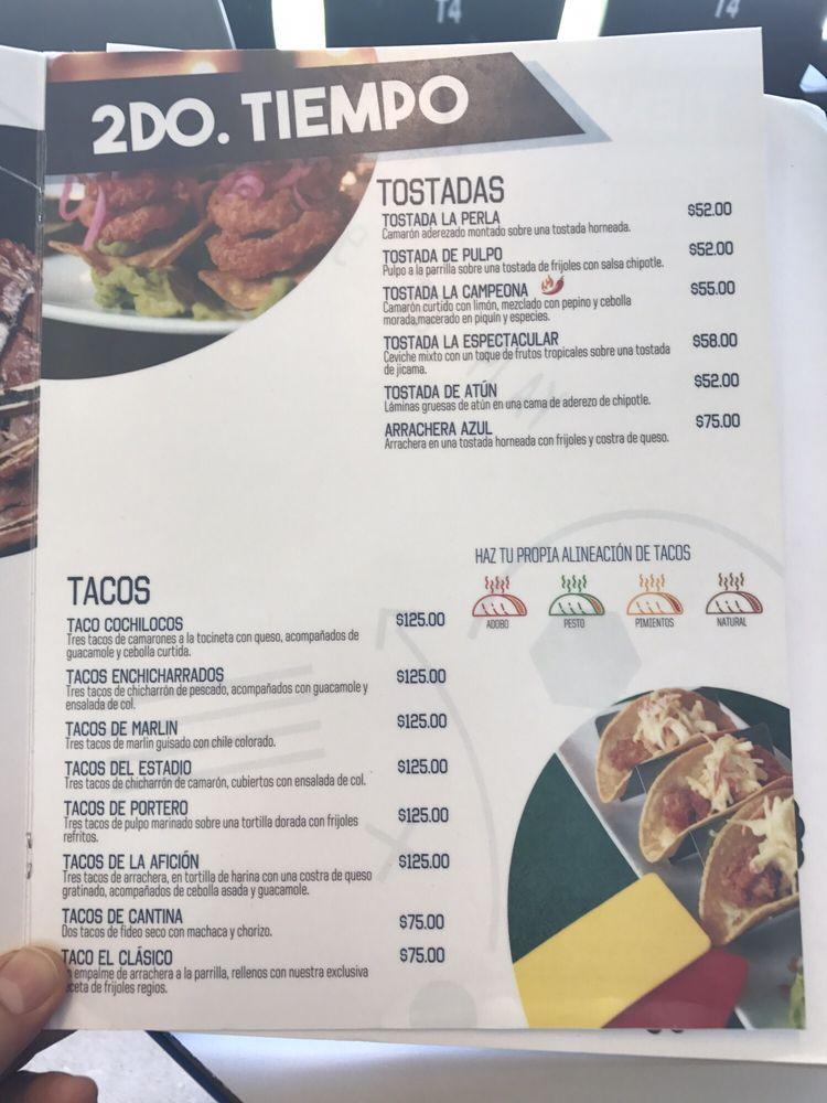Menu at Azul RB, Guadalupe