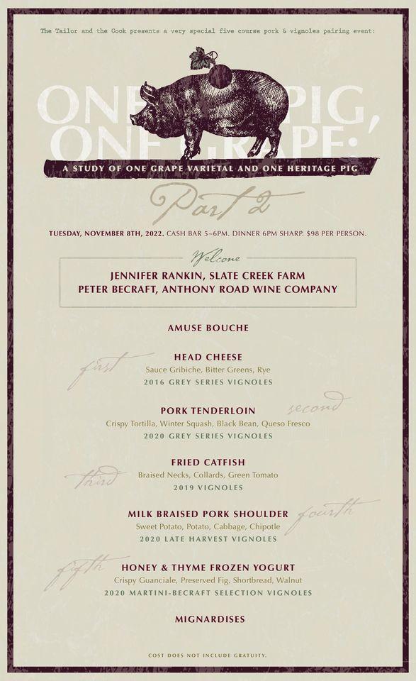 Menu at The Tailor and the Cook pub & bar, Utica