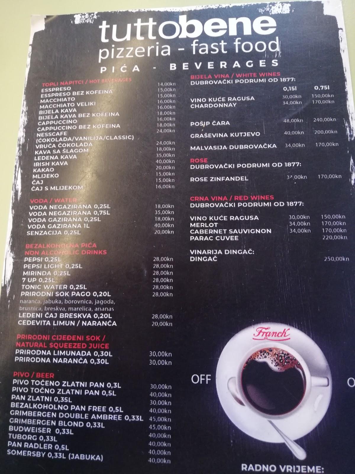 Menu da TuttoBene Pizzeria & Fast Food, Čibača
