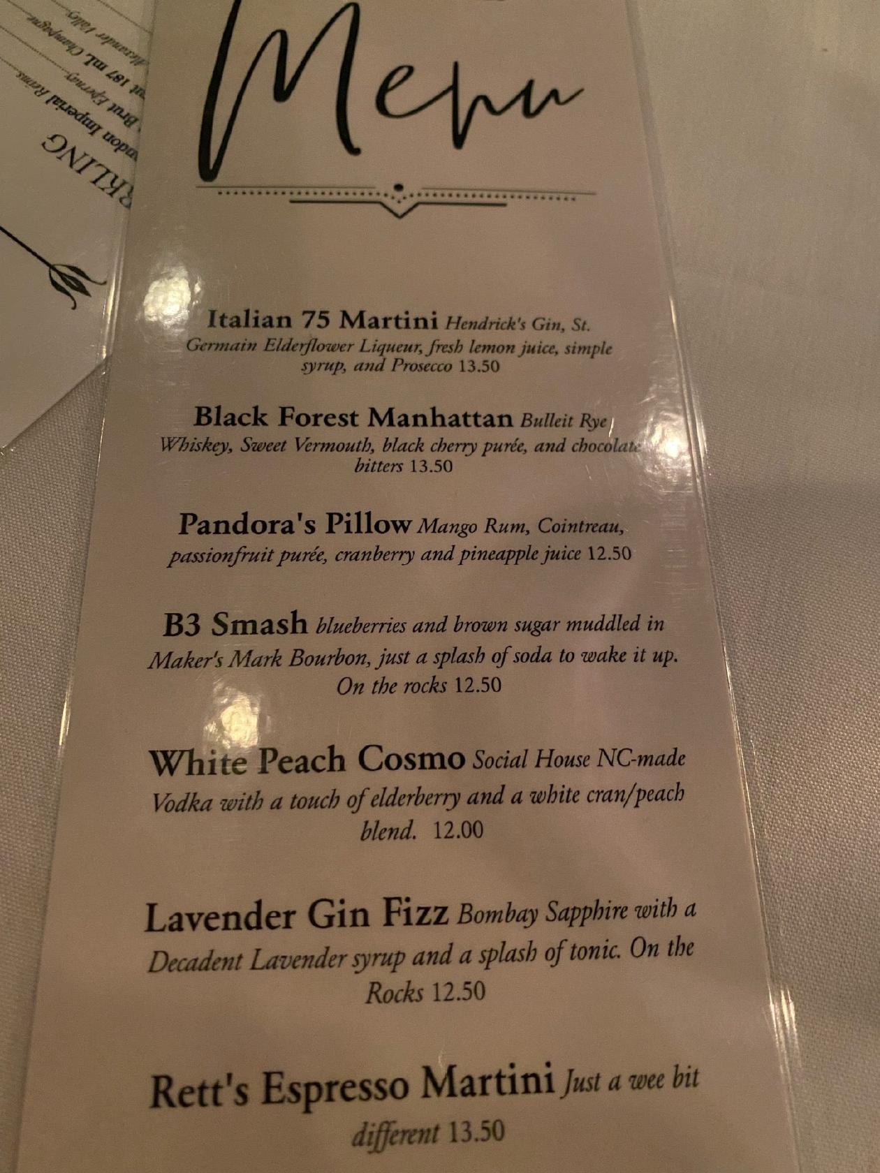 Menu at Cafe Tiramisu, Raleigh, Falls of Neuse Rd