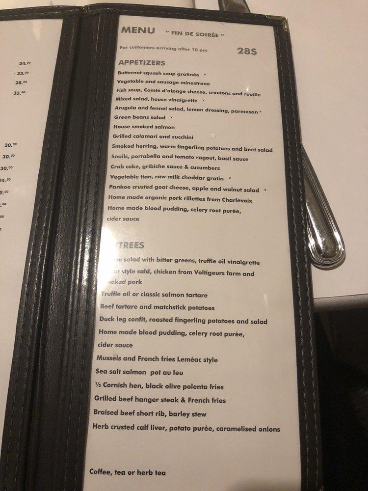 Menu at Leméac restaurant, Montréal, Av. Laurier O