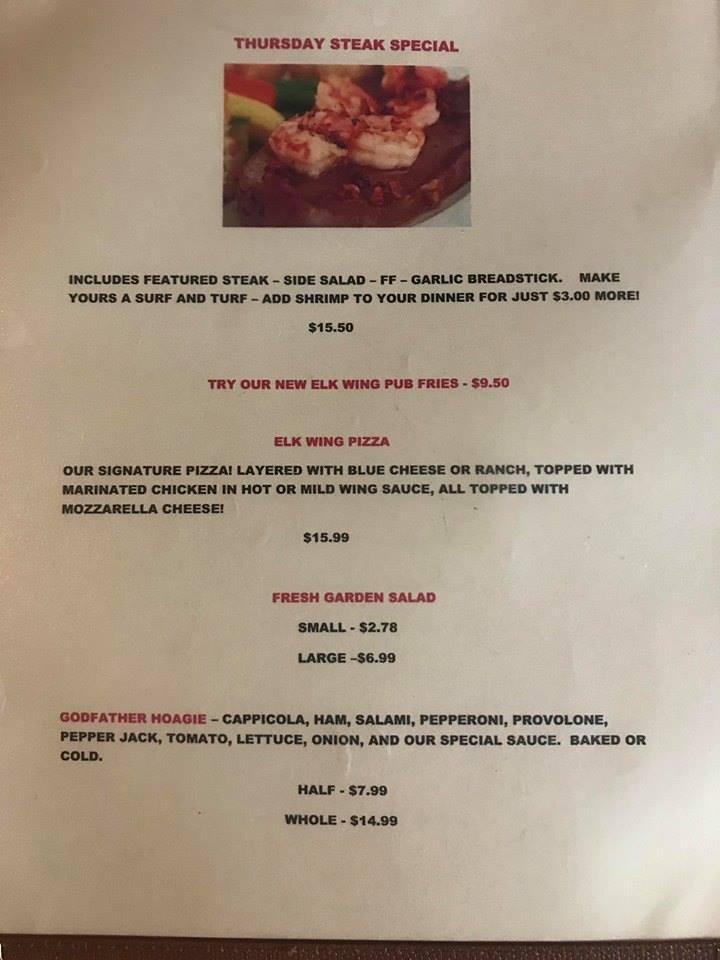 Menu at Medix Hotel pub & bar, Benezette