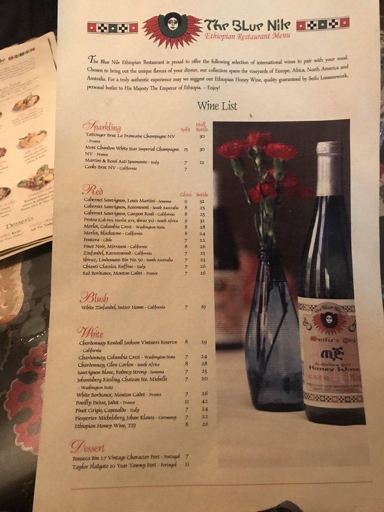 Menu at Blue Nile restaurant, Ferndale