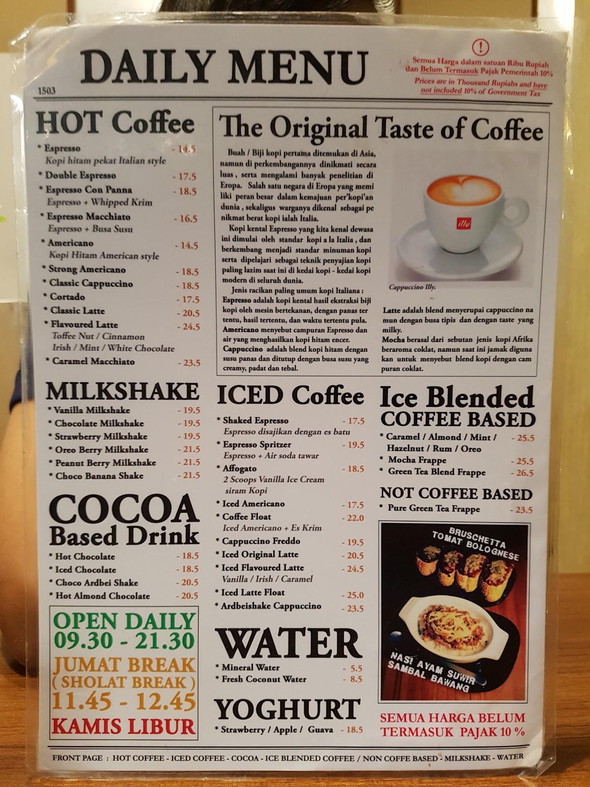 Menu at Cafe LaiLai, Malang