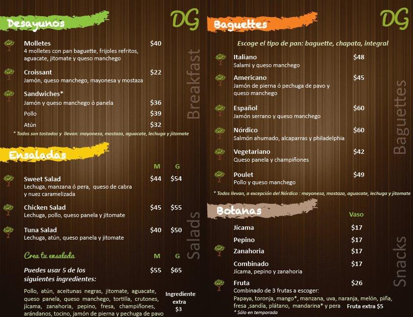 Menu at Daily Green, Mexico City, Avenida Extremadura 19