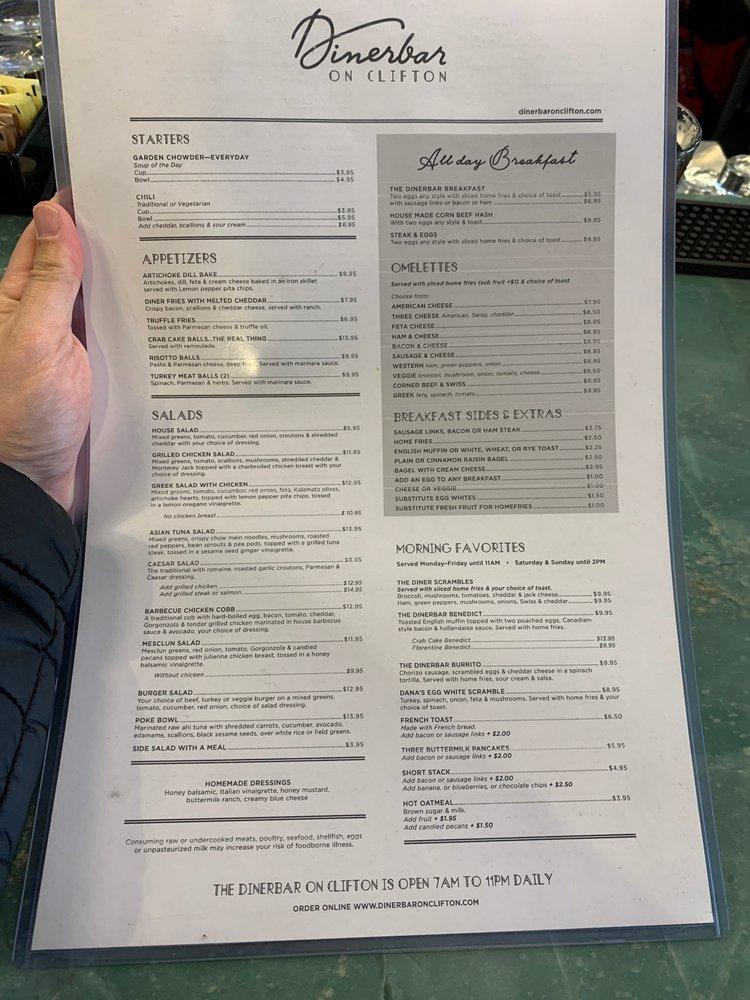 Menu at Dinerbar on Clifton, Lakewood