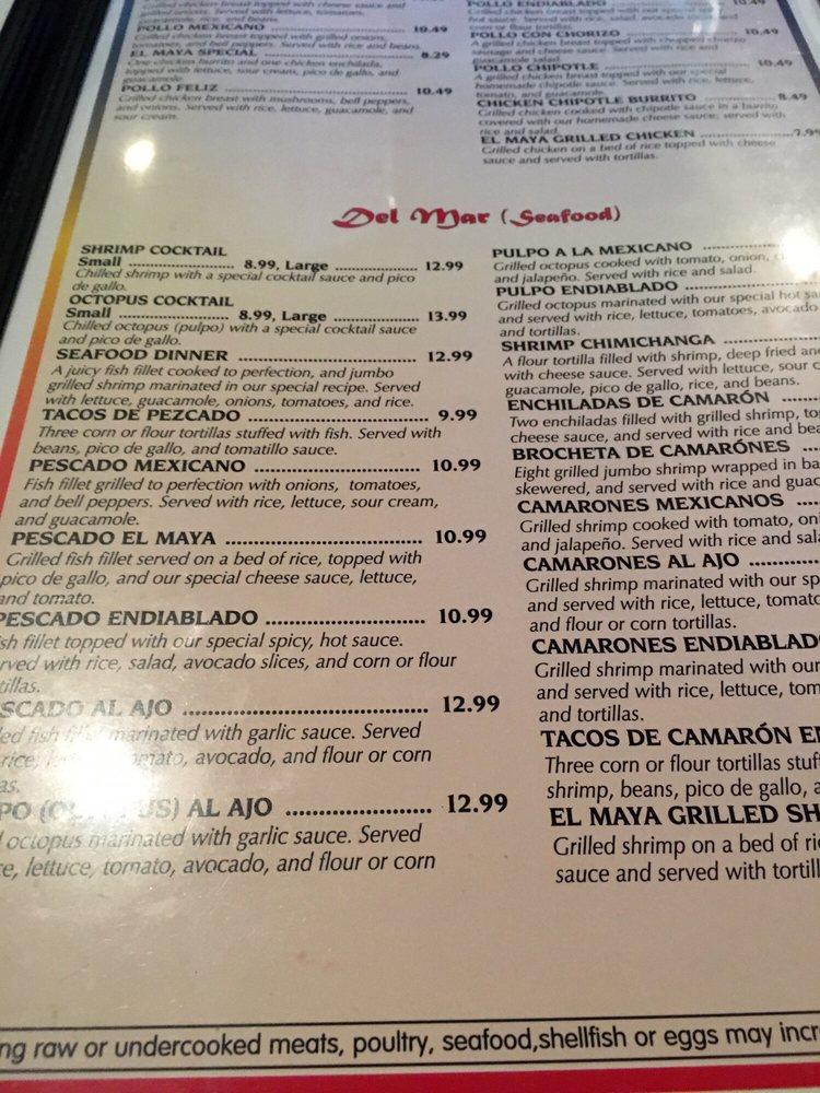 Menu at El Maya Mexican Cuisine Fairview restaurant, Fairview