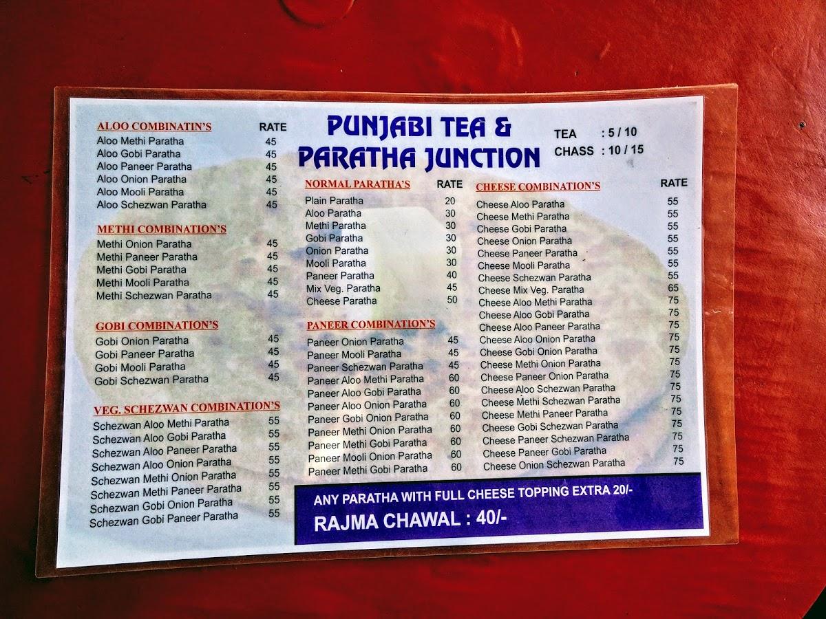 Menu at Punjabi Paratha Junction, Pimpri-Chinchwad