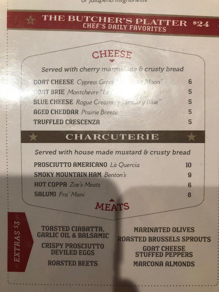 Menu at The Arrogant Butcher restaurant, Phoenix