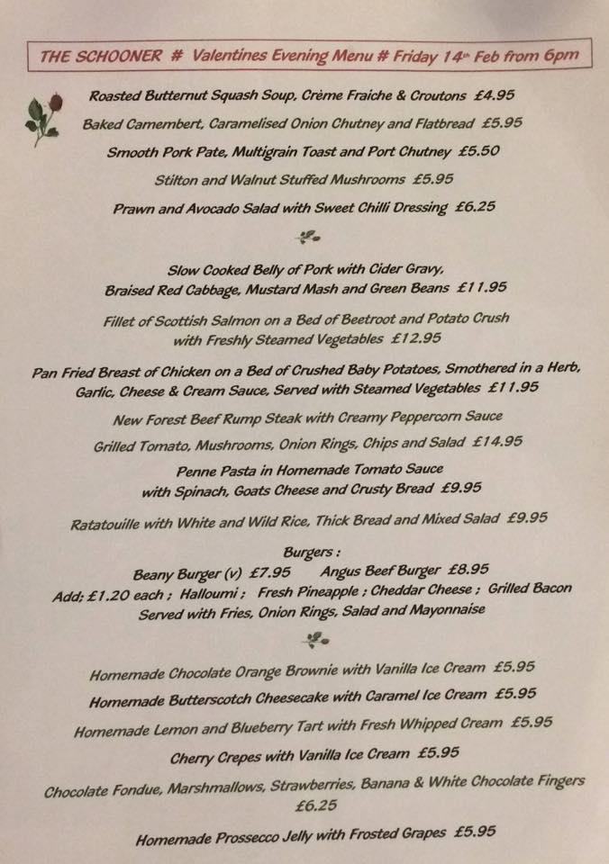 The Schooner Gateshead Menu _ Menu at The Schooner pub & bar, Gateshead ...