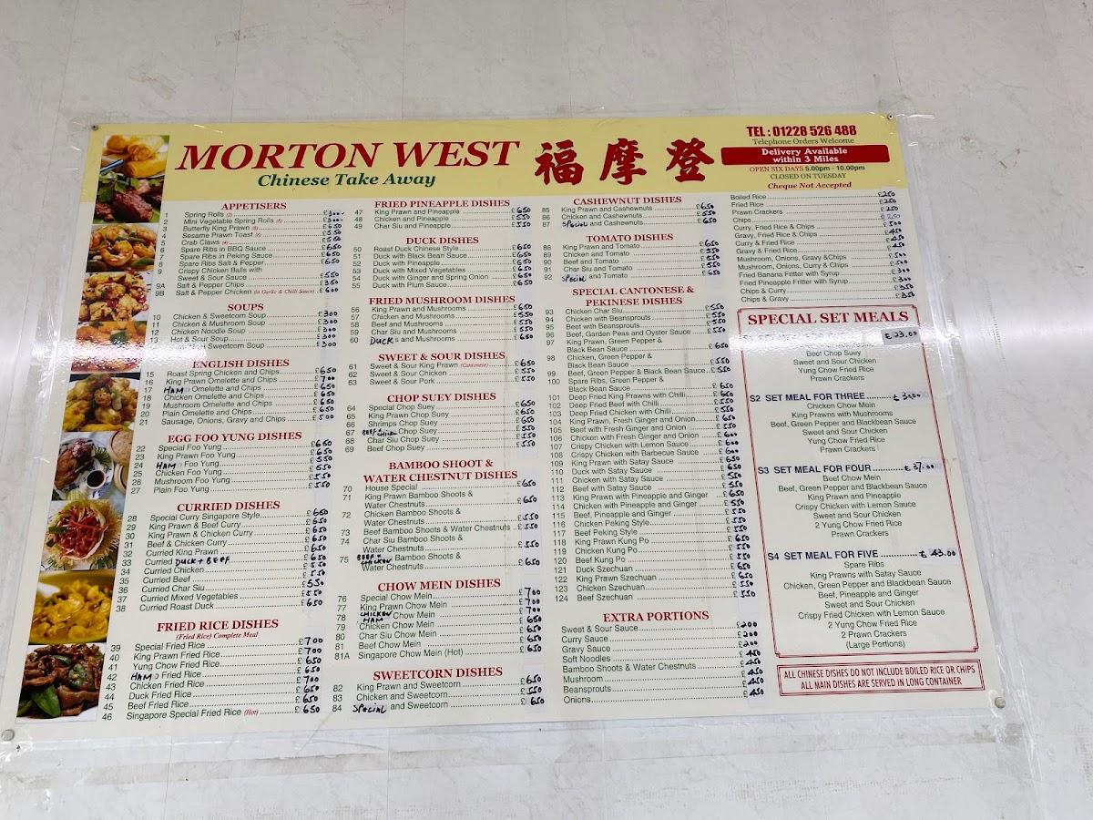 Menu at Morton West Chinese Take Away fast food, Carlisle