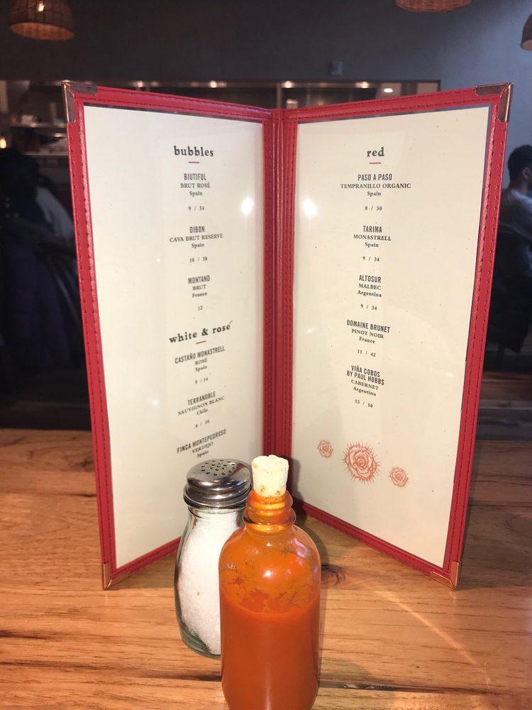 Menu at Nada restaurant, North Bethesda