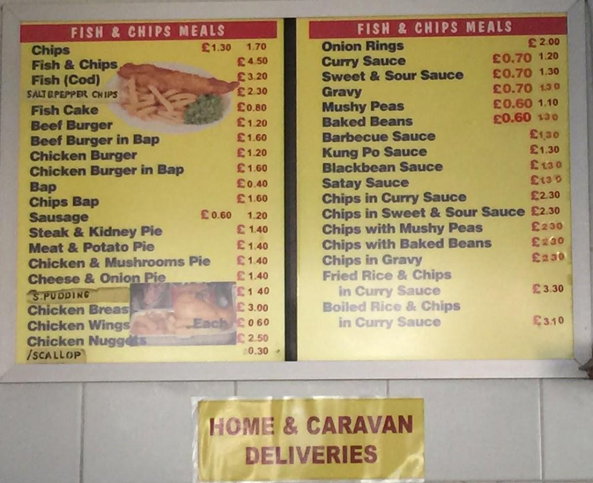 Menu at Pensarn Fish & Chips fast food, Pensarn