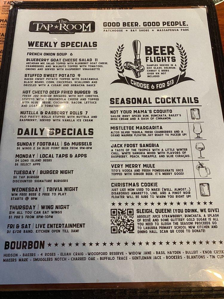 Menu at Tap Room pub & bar, Bay Shore