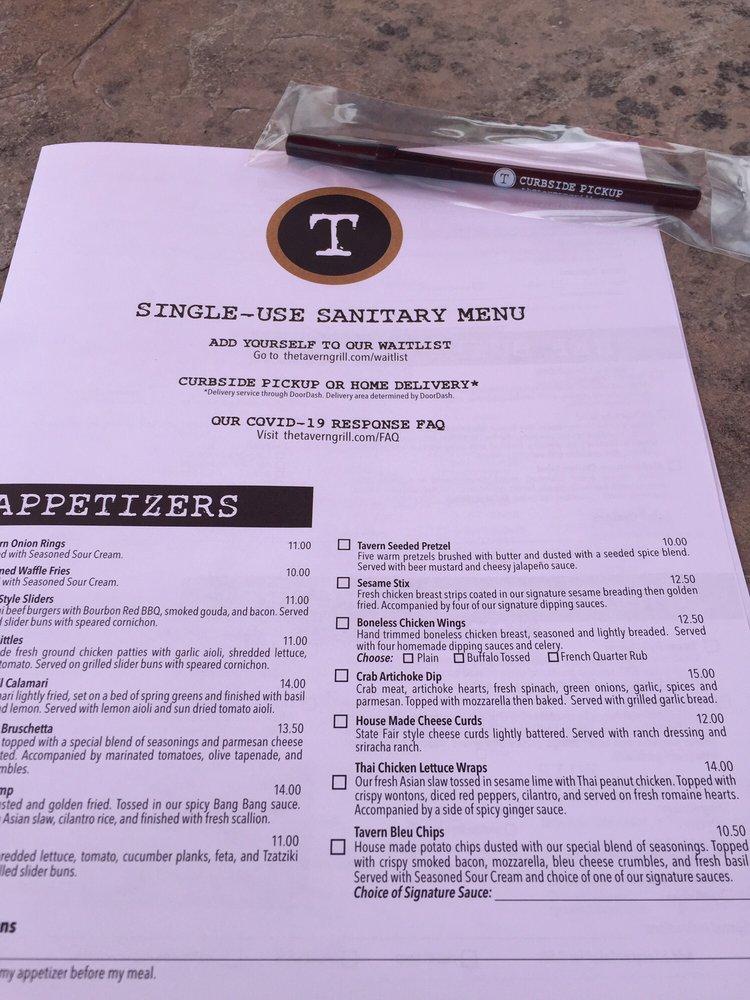 Menu at The Tavern Grill pub & bar, Arden Hills