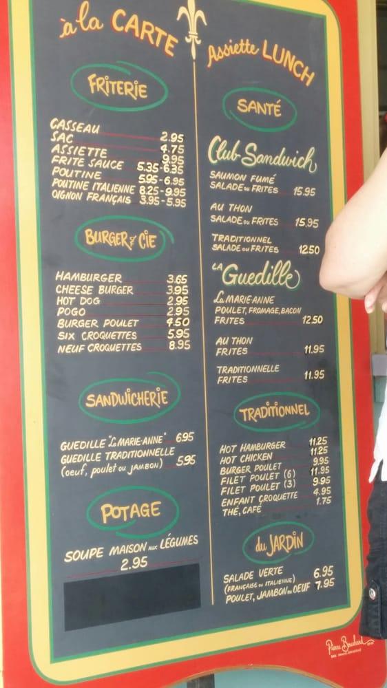 Menu au Casse-croute chez Ginette restaurant, La Malbaie