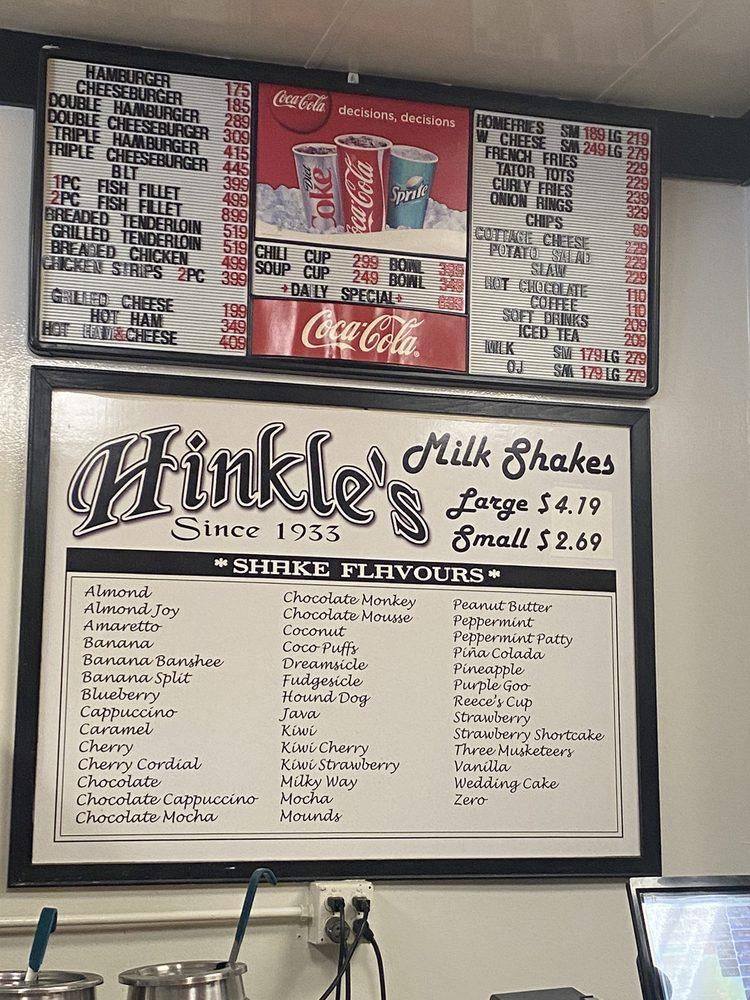 Menu at Hinkle's Sandwich Shop restaurant, Madison