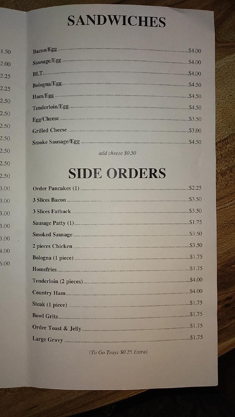 Menu at Little Biscuit Barn, Honea Path