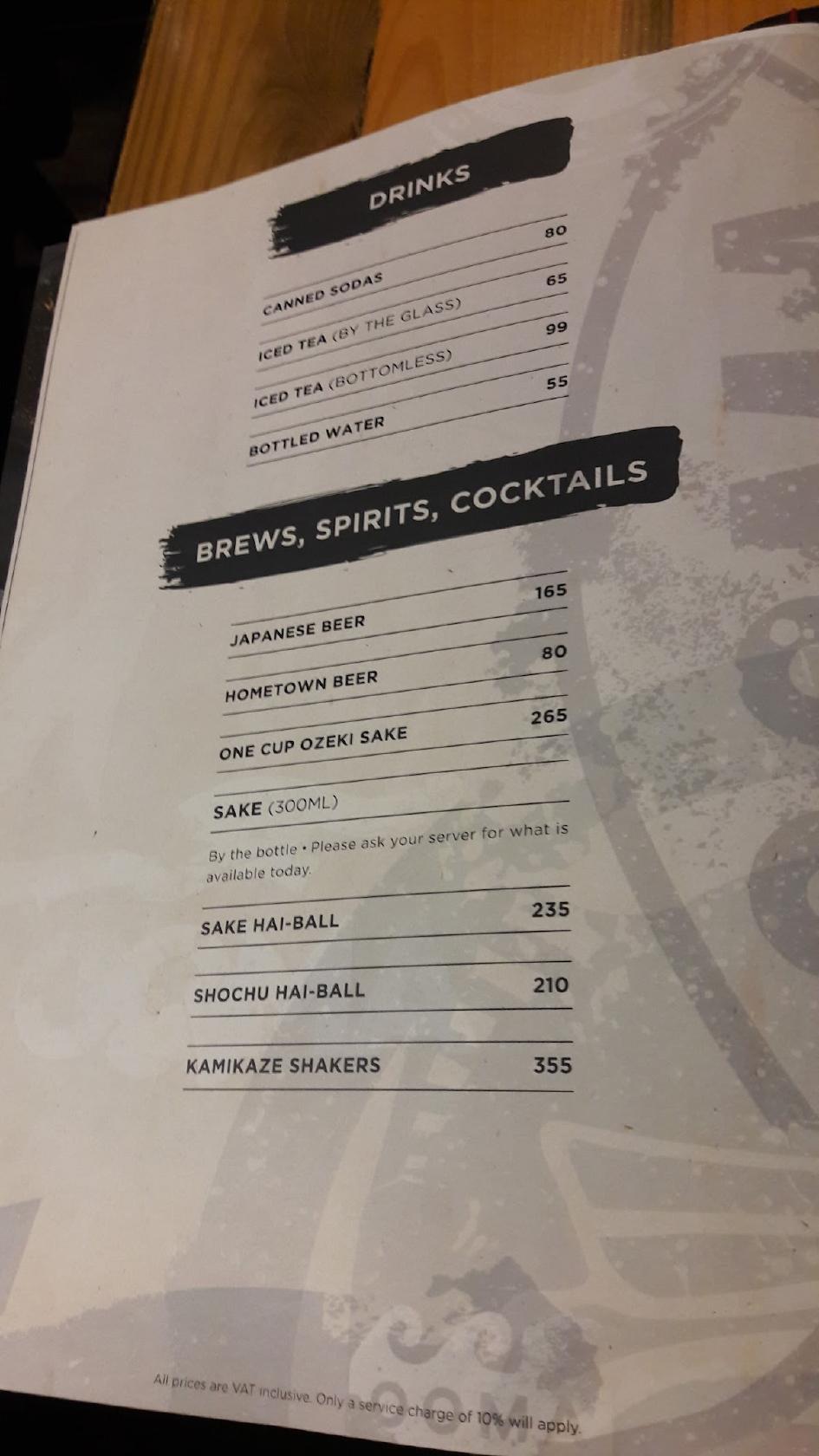 Menu at Ooma restaurant, Taguig, Bonifacio High Street Central