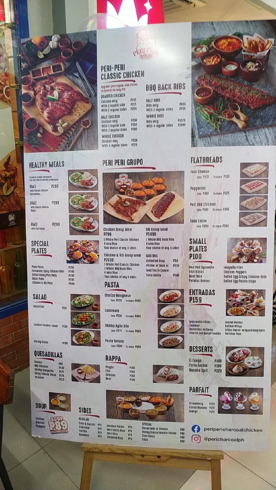 Menu at Peri-Peri Charcoal Chicken and Sauce Bar - SM City East Ortigas ...