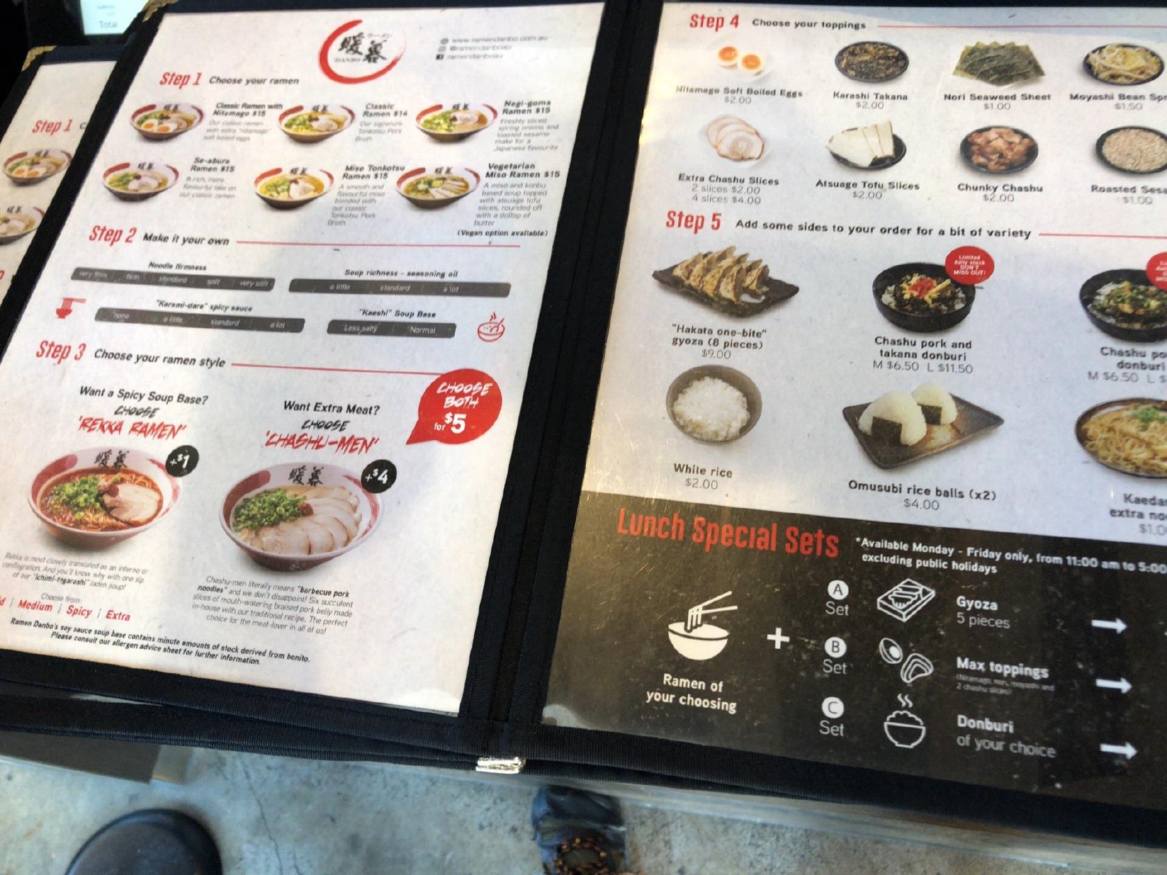 Menu at Ramen Danbo South Brisbane restaurant, South Brisbane, 52 ...