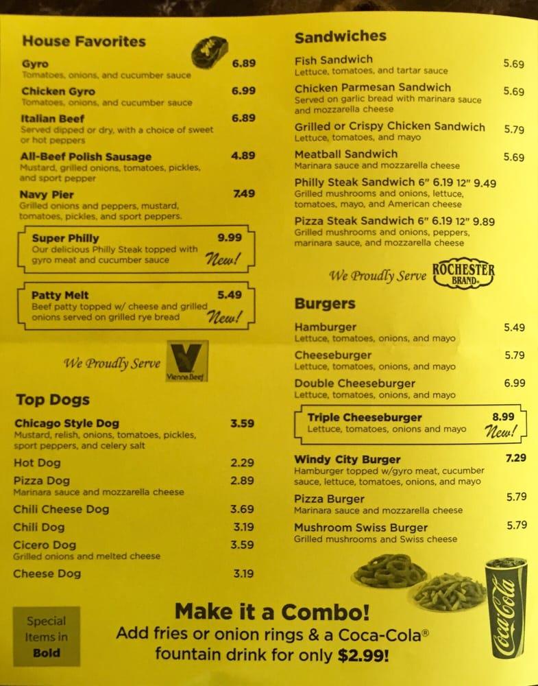 Menu at Taste Of The Windy City restaurant, Appleton
