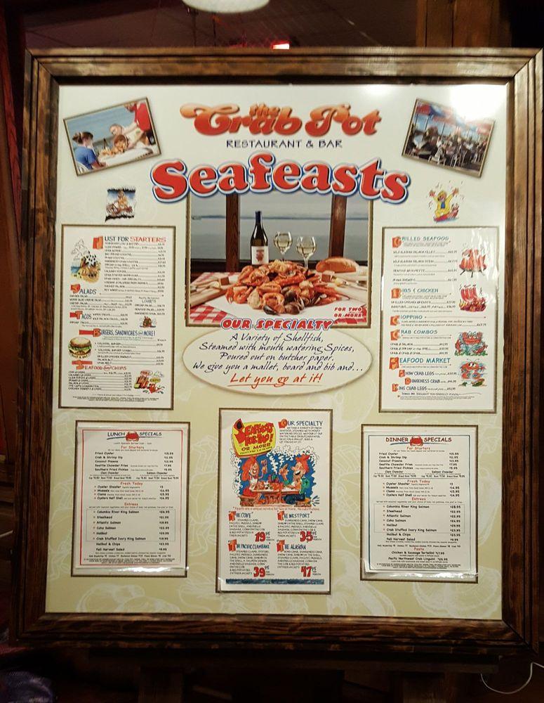 Menu at The Crab Pot Seattle restaurant, Seattle