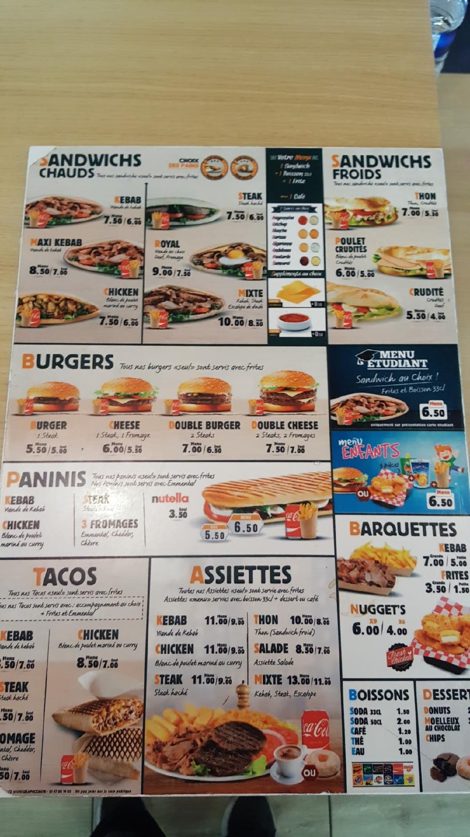 Menu au Yummy Grill restaurant, Fontenay-le-Comte