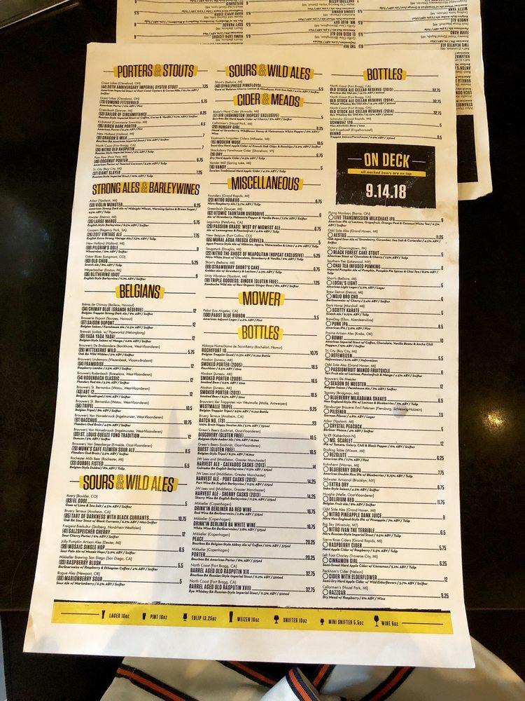 Menu at HopCat pub & bar, Detroit, Woodward Ave