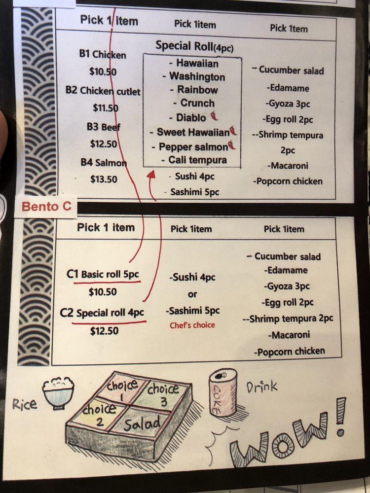 Menu at Sushi Box restaurant, Brea