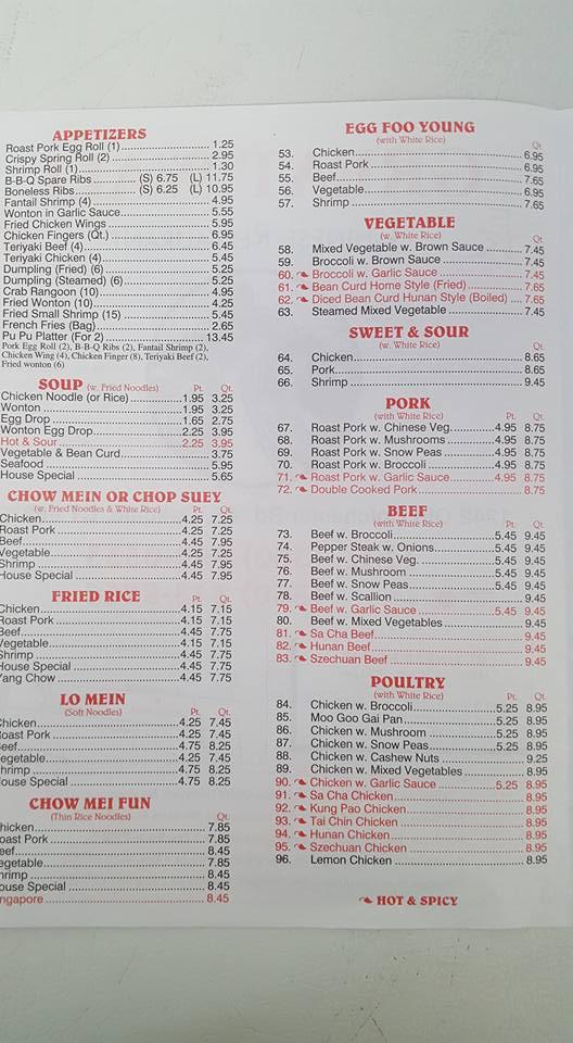 Menu at Great Wall Chinese Restaurant, Montville, Old Colchester Rd