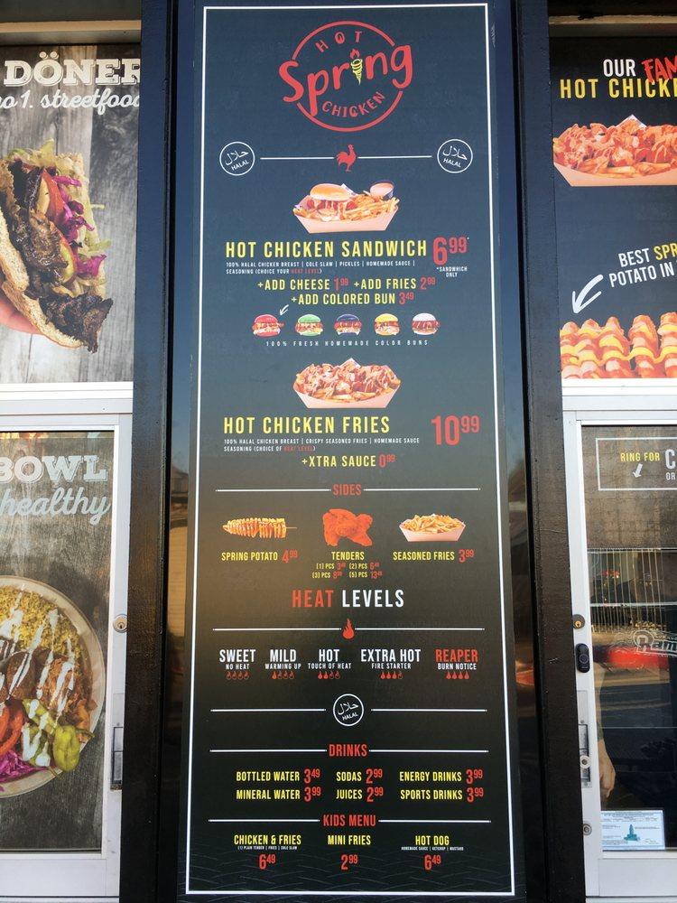 Menu at Hot Spring Chicken fast food, Culver City