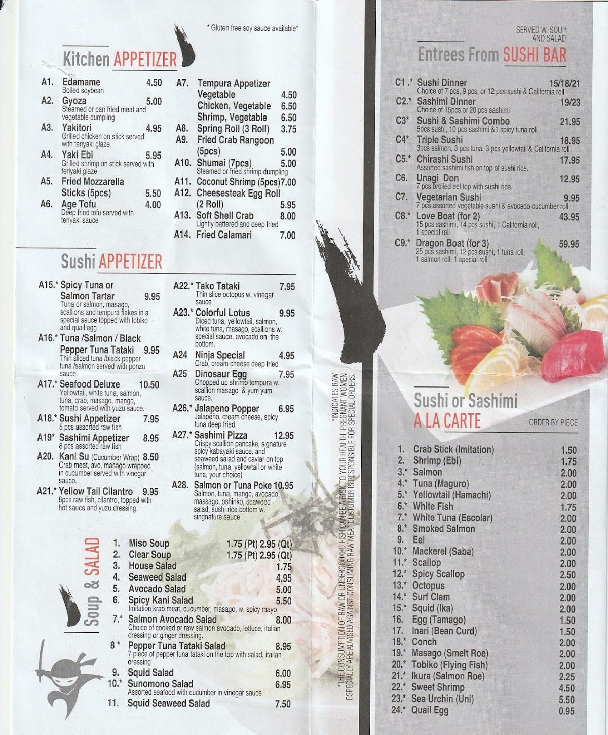 Menu at Ninja Sushi & Thai restaurant, Ocala