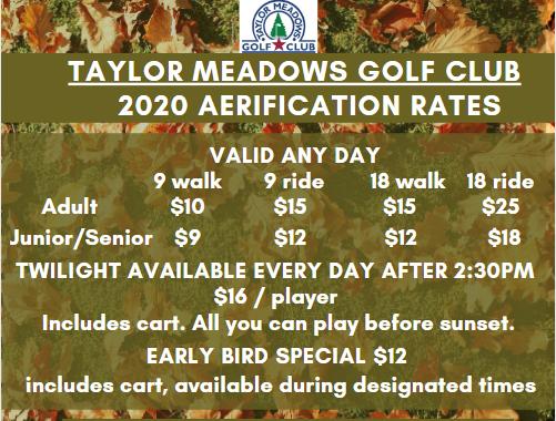 Menu at Taylor Meadows Golf Club, Taylor