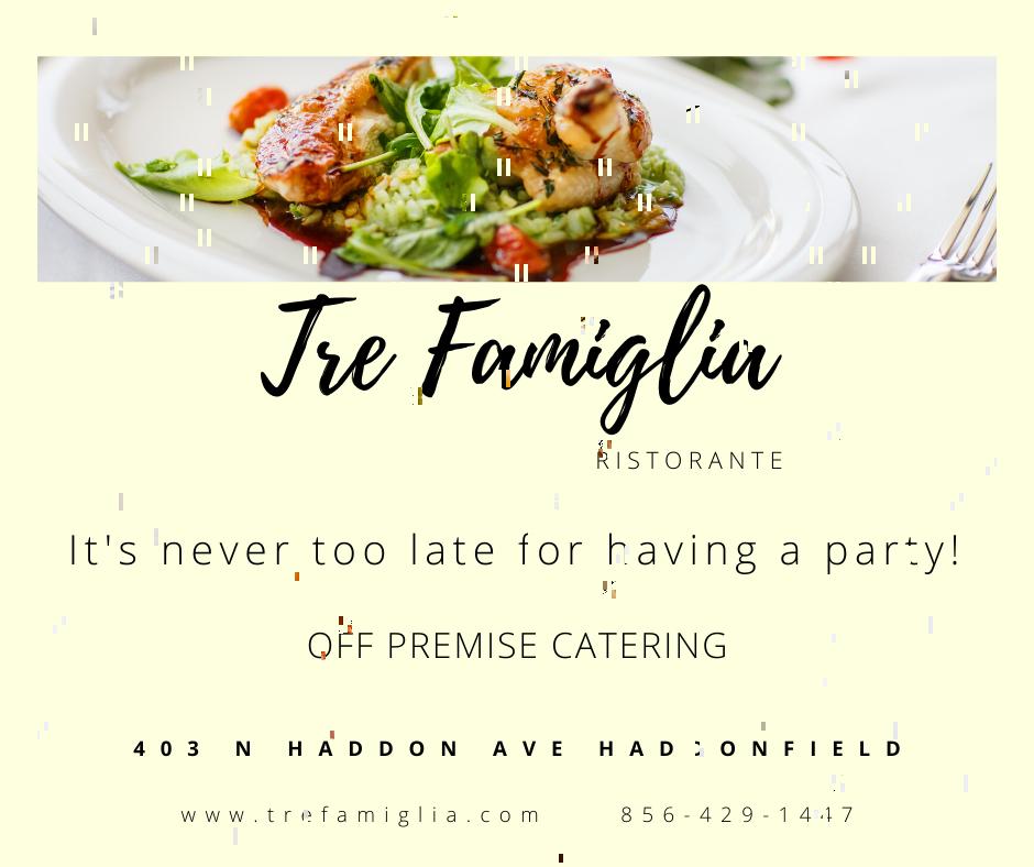 Menu at Tre Famiglia Ristorante BYOB desserts, Haddonfield