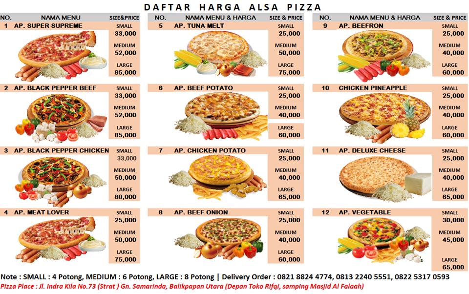 Menu at Alsa Pizza restaurant, Balikpapan, Perum Graha Indah