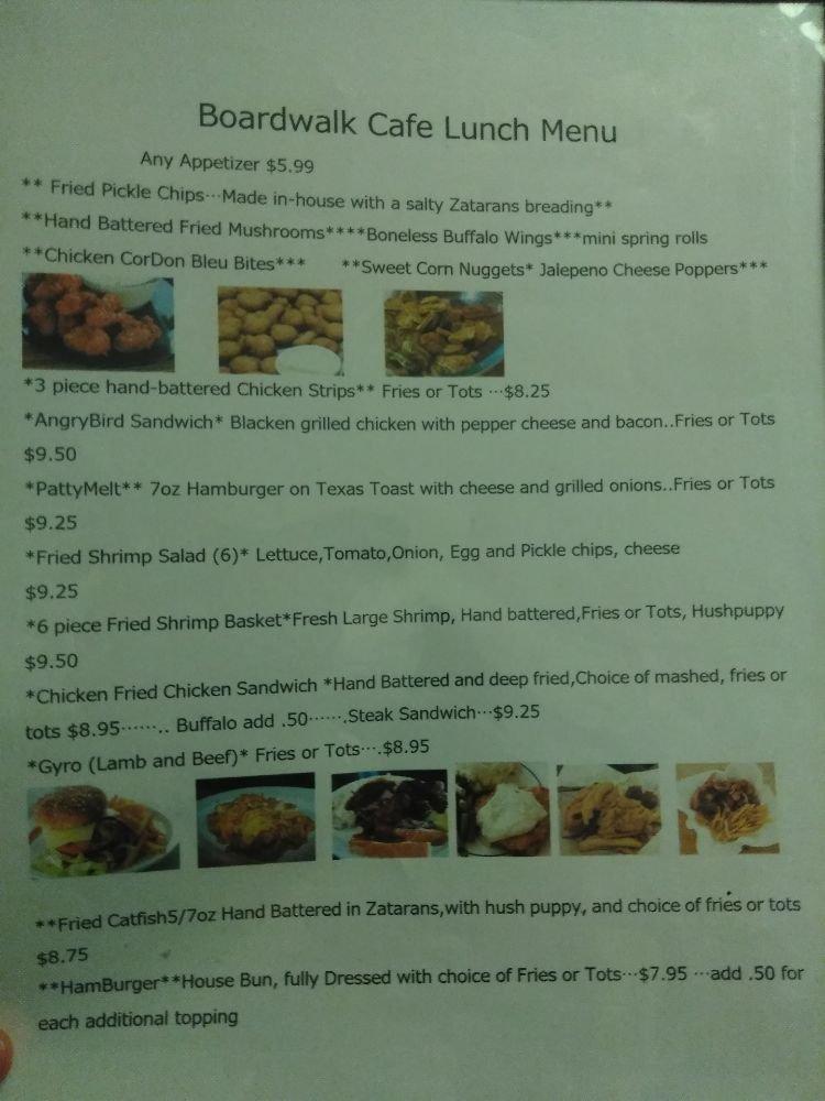 Menu at Boardwalk Cafe, Corpus Christi