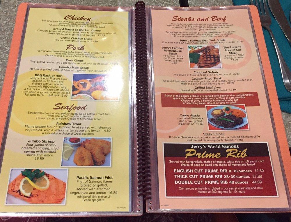 Menu at Jerry's Nugget Casino cafe, North Las Vegas