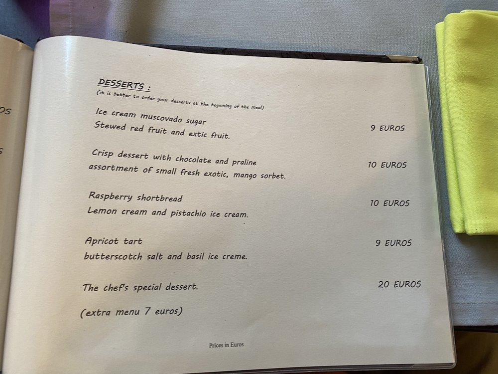 Menu au L'Alliance restaurant, Amboise