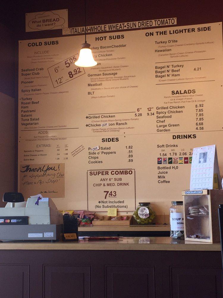 Menu at Mr. Sub restaurant, Sandpoint