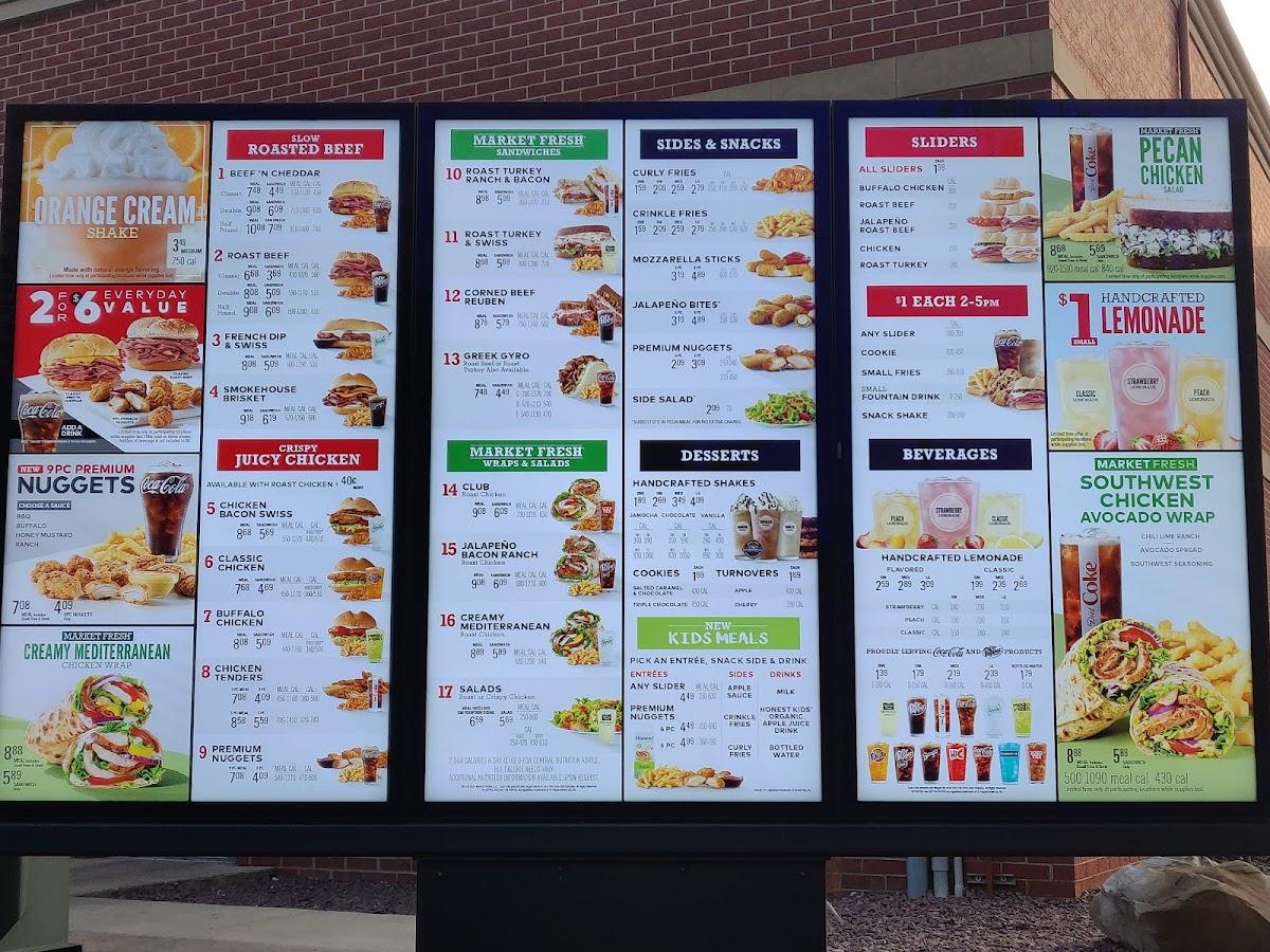 Menu at Arby's fast food, Austintown, 701 N Canfield Niles Rd