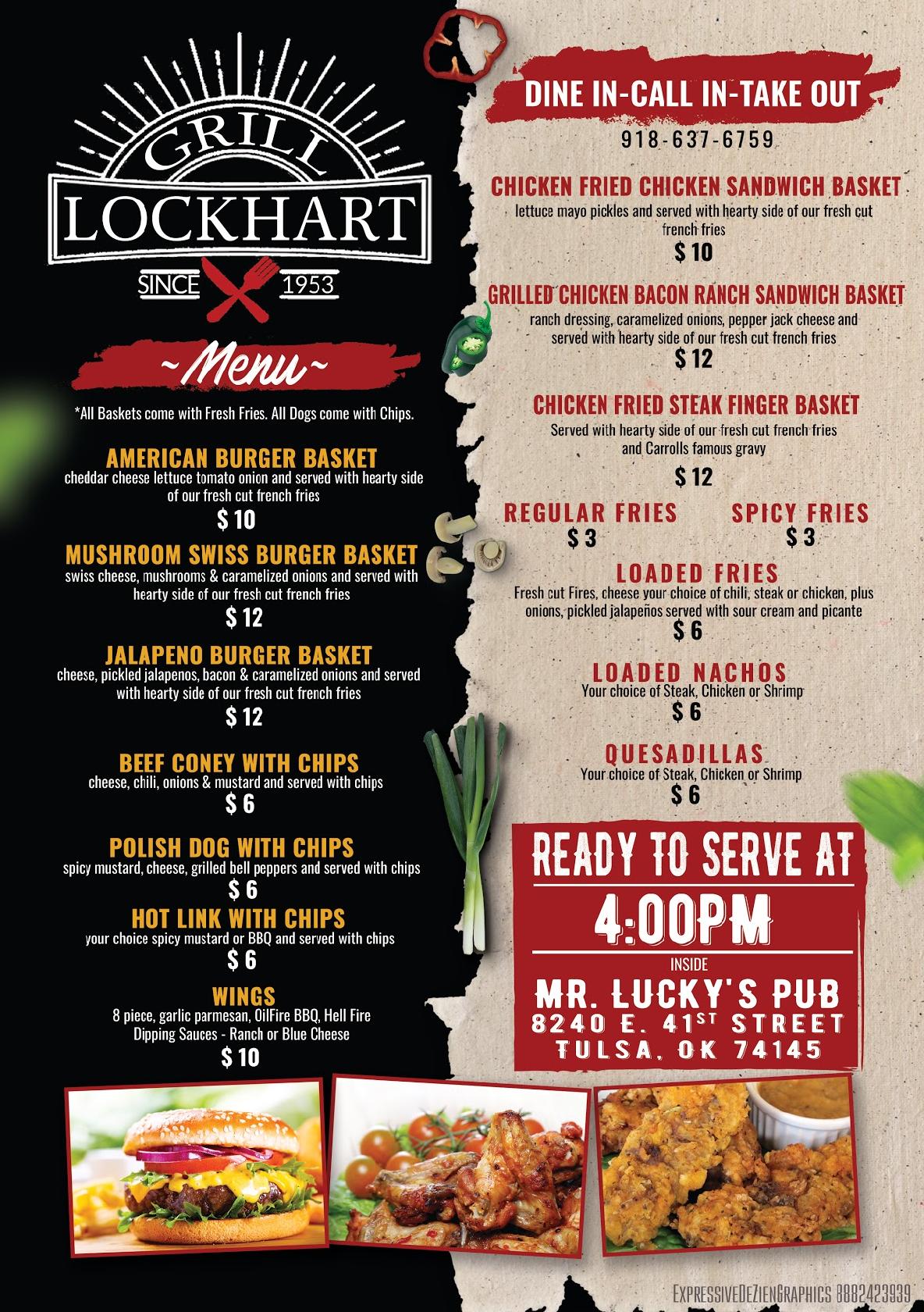 Menu at Lockhart Grill restaurant, Tulsa