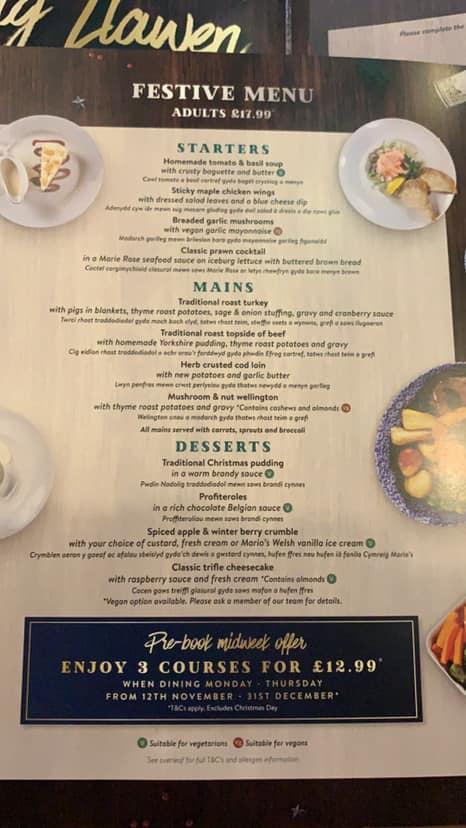 Menu at Merrie Harrier pub & bar, Llandough