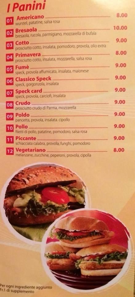 Menu da Mery's Pizza, Balerna, Via S. Gottardo 100