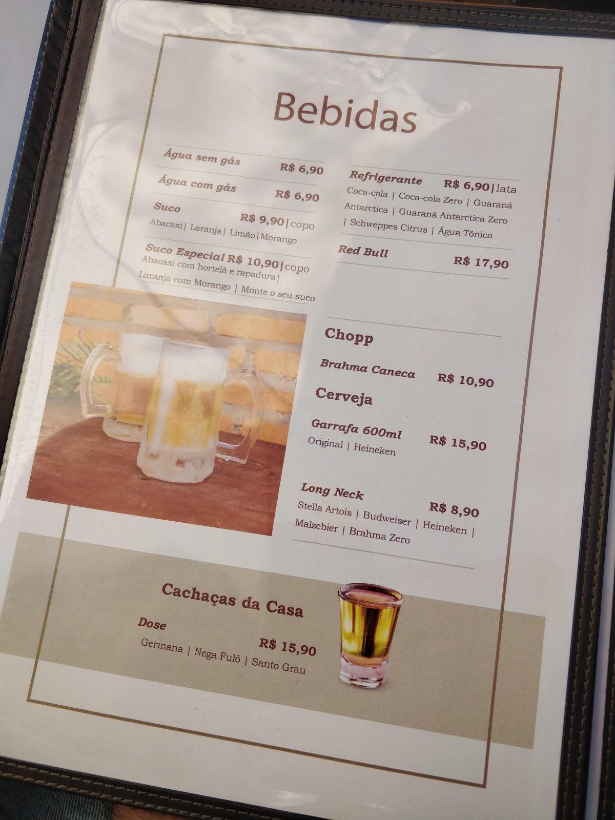 Carta del restaurante Raiz Caipira, Brasília