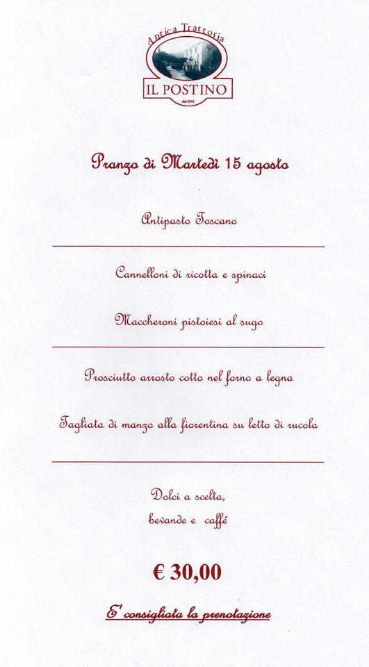 Menu da Ristorante Il Postino, Pistoia