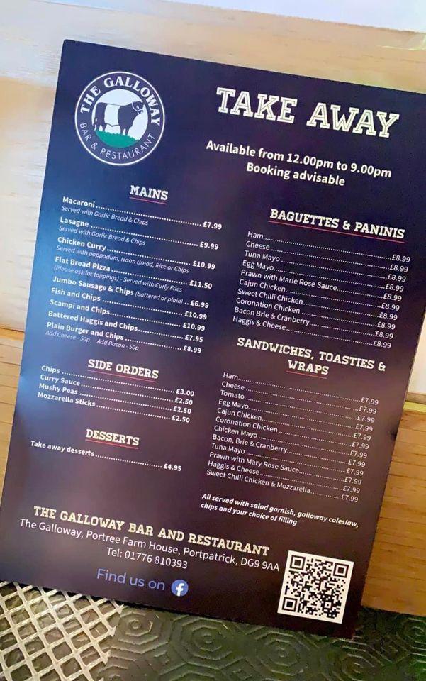 Menu at The Galloway Bar & Restaurant, Portpatrick