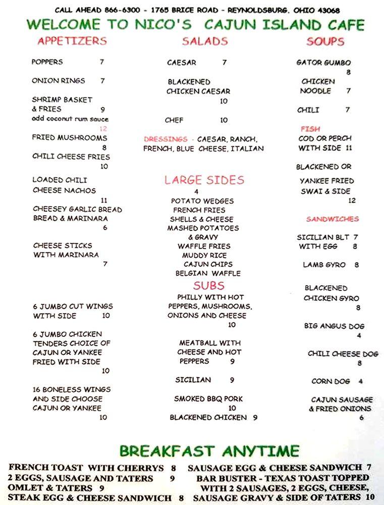 Menu at Cajun Island restaurant, Reynoldsburg, Brice Rd
