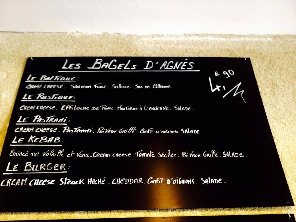 Menu at Les Bagels D'Agnès restaurant, Beaune