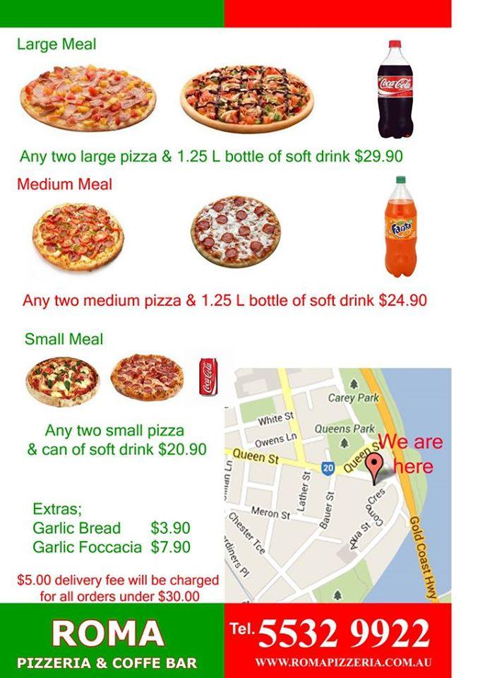 Menu at Roma Pizzeria, Southport